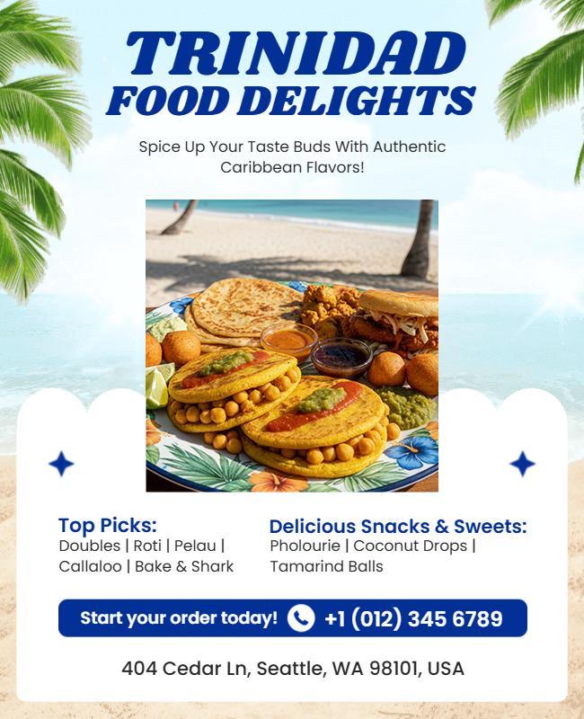 Trinidad Authentic Food Delights Flyer Template
