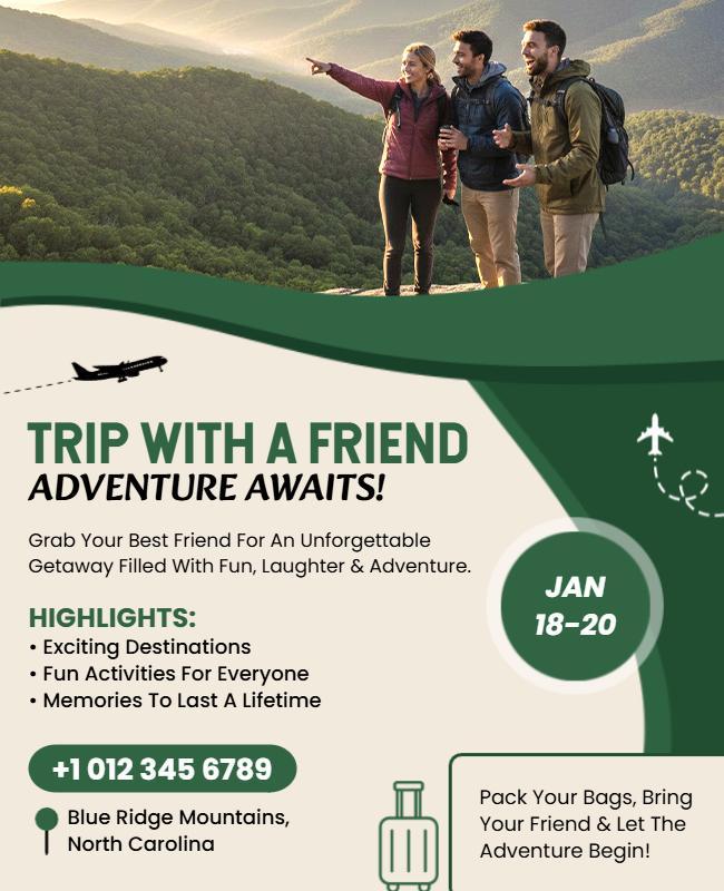 Trip with Friends Mountain Adventure Flyer Template