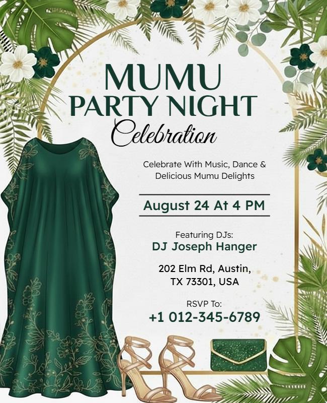 Tropical Mumu Party Night Event Celebration Flyer Template