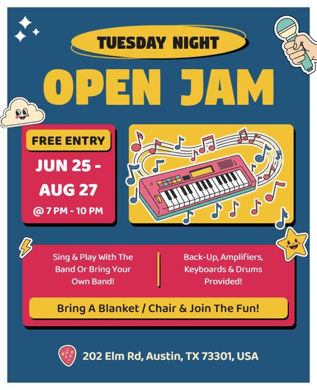 Tuesday Night Open Jam Event Flyer Template
