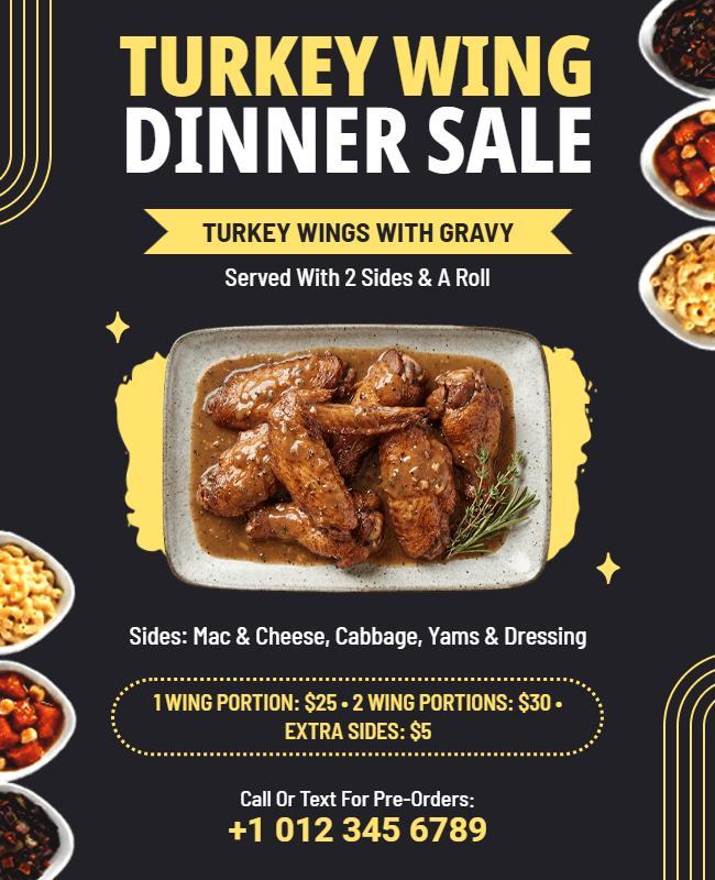 Turkey Wing Dinner Sale Poster Template