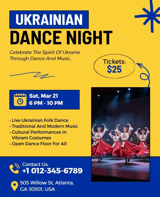 Ukrainian Dance Night Cultural Event Flyer Template