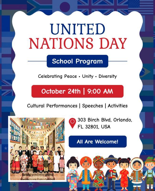 United Nations Day School Program Poster Template
