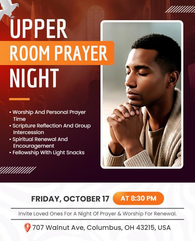 Upper Room Prayer Night Meeting Flyer Template