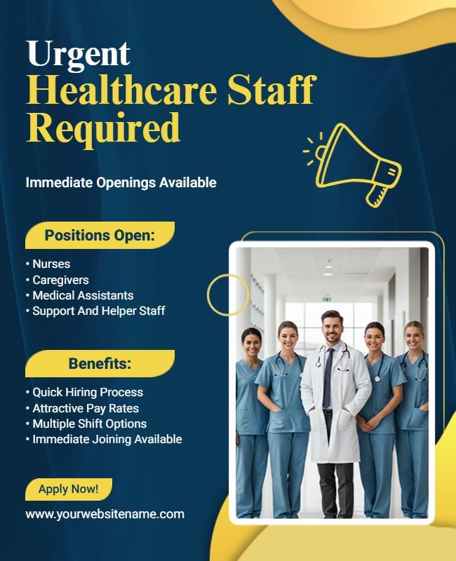Urgent Healthcare Staff Hiring Flyer Template