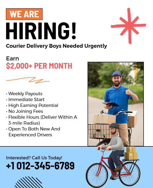 Urgent Hiring for Delivery Boys Flyer Template