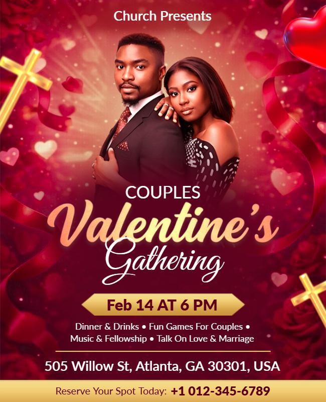 Valentine's Couples Gathering Church Event Flyer Template
