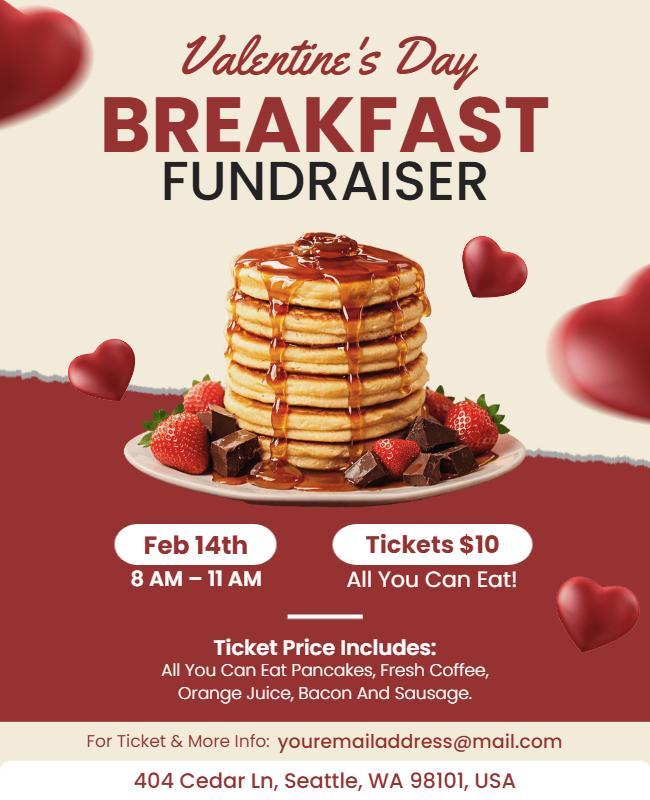 Valentine's Day Breakfast Fundraiser Flyer Template