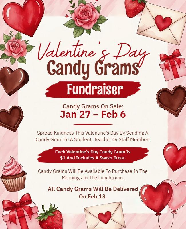 Valentine's Day Candy Grams Fundraiser Flyer Template
