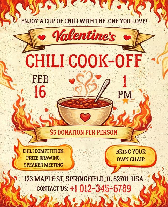 Valentine's Day Chili Cook-Off Event Flyer Template