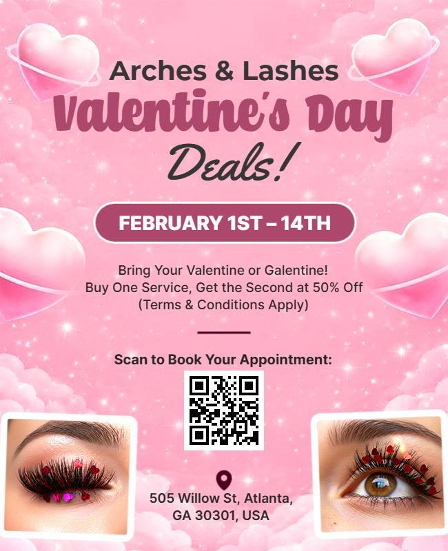Valentine's Day Eyelash Service Deals Flyer Template
