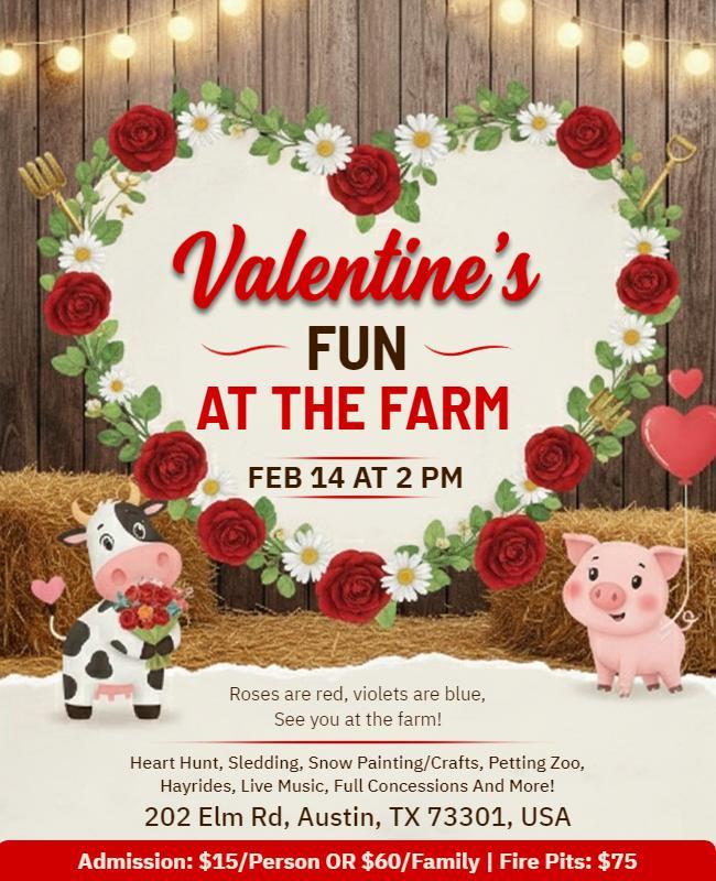 Valentine's Day Farm Fun Event Flyer Template