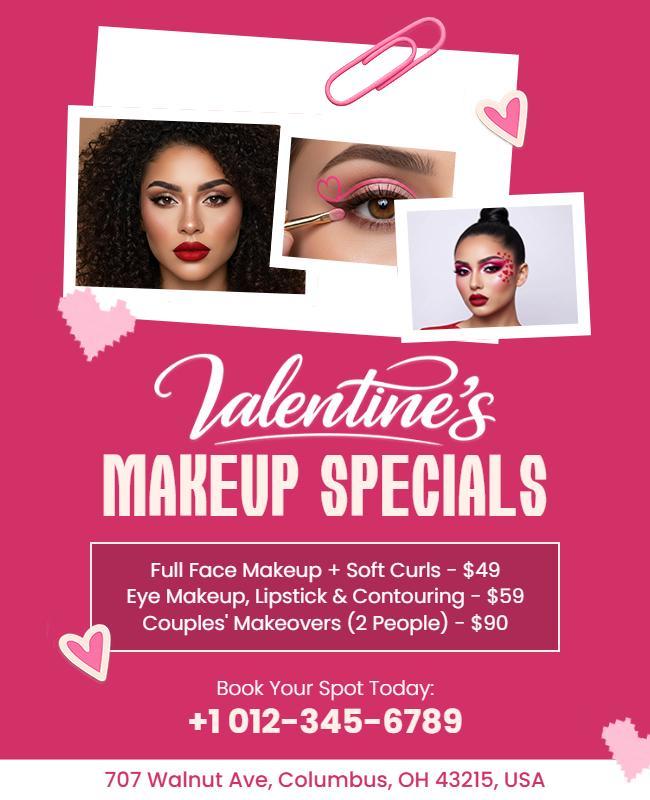 Valentine's Day Makeup Special Offers Flyer Template