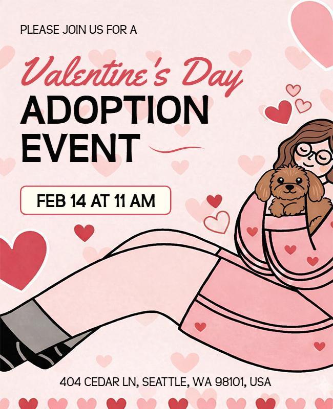 Valentine's Day Pet Adoption Event Flyer Template