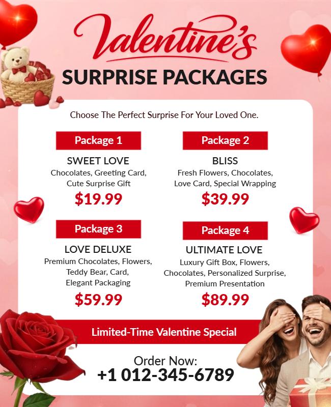 Valentine's Day Surprise Packages Flyer Template