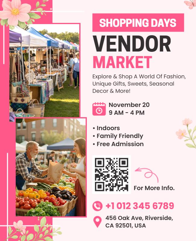 Vendor Market Shopping Days Flyer Template