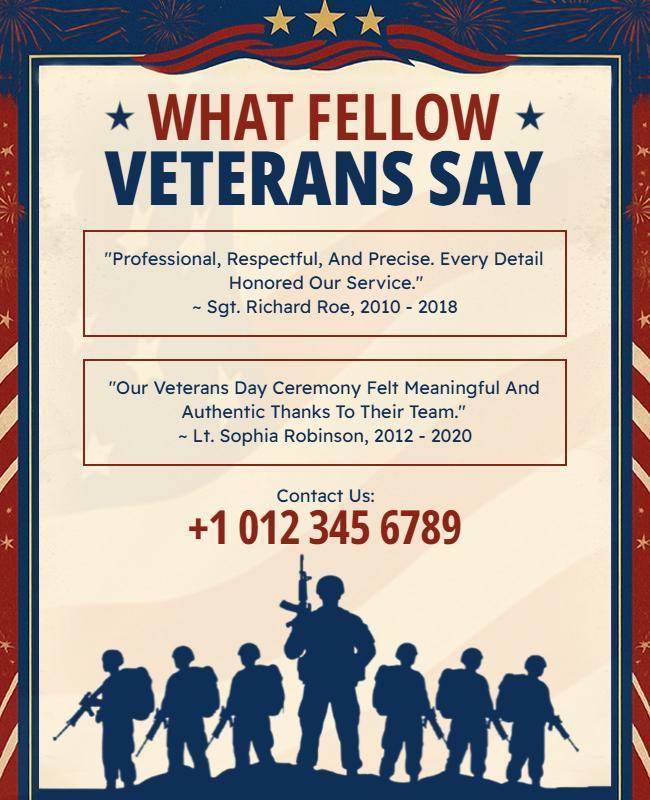 Veterans Appreciation Testimonial Flyer Template
