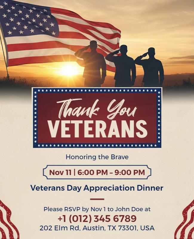 Veterans Day Appreciation Dinner Flyer Template