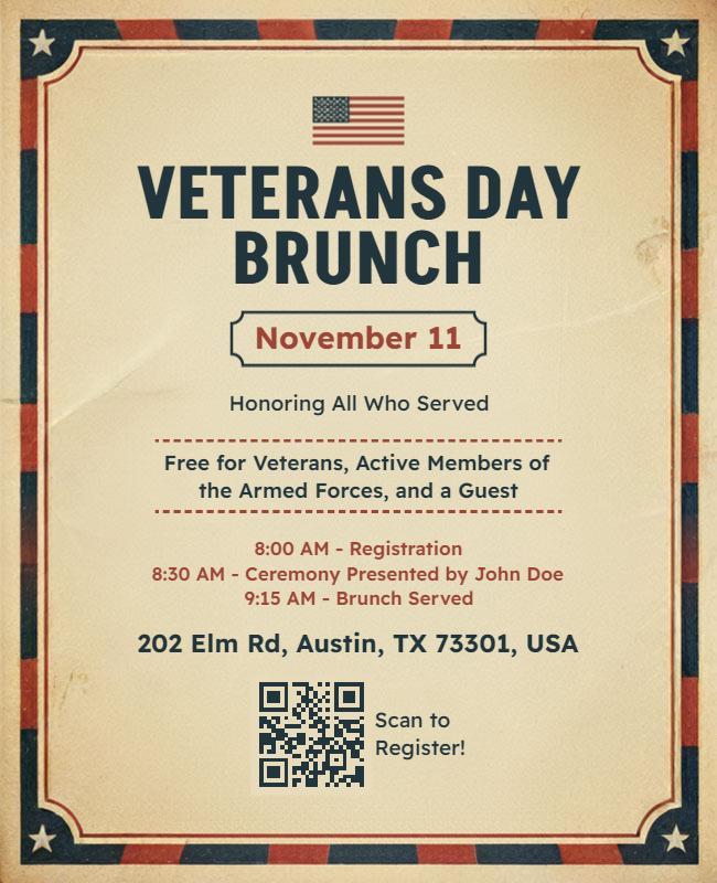 Veterans Day Brunch Event Flyer Template