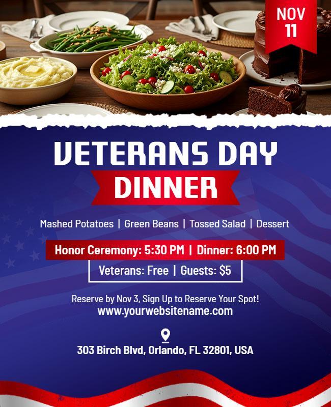 Veterans Day Celebration Dinner Flyer Template