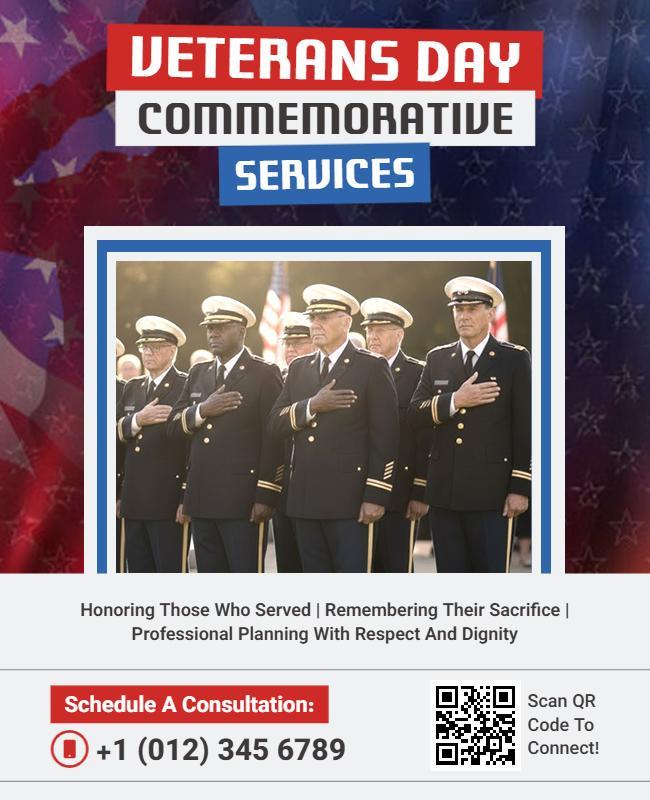 Veterans Day Commemorative Services Flyer Template