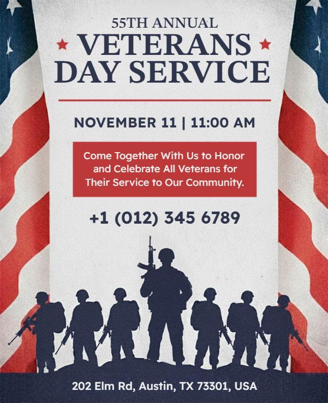 Veterans Day Service Event Flyer Template