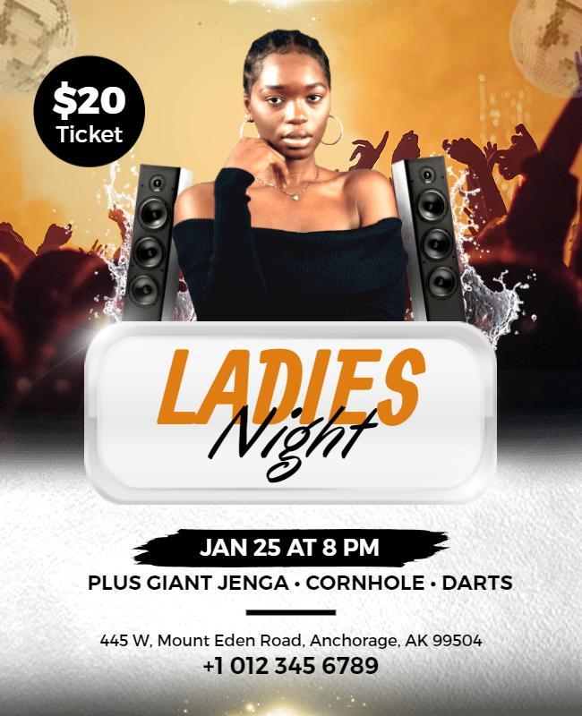 Vibrant Black Ladies Night Party Event Poster Template