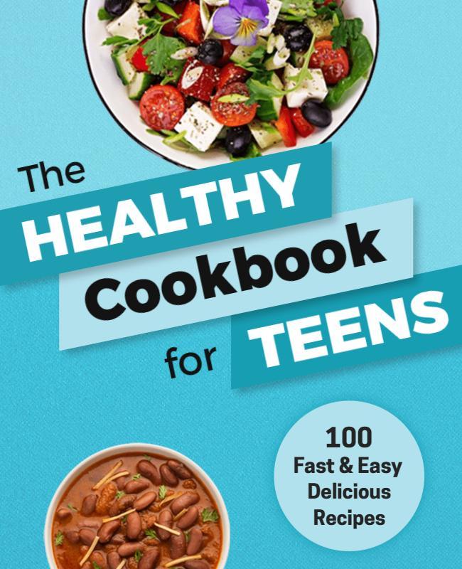 Vibrant Blue Healthy Cookbook for Teens Poster Template