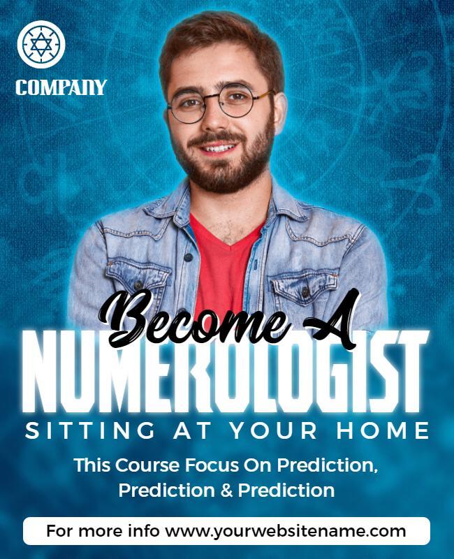 Vibrant Blue Numerology Course Enrollment Poster Template