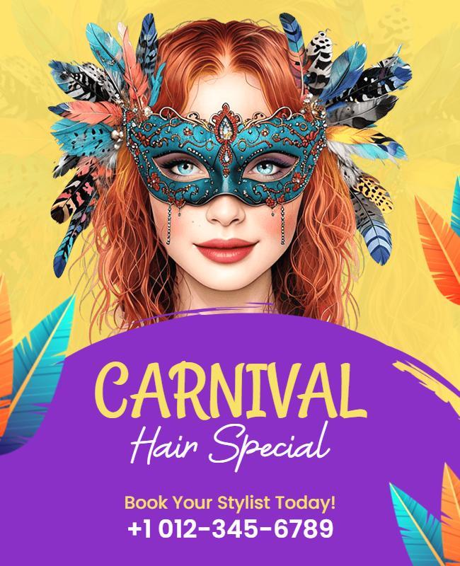 Vibrant Carnival Hair Special Promotion Poster Template