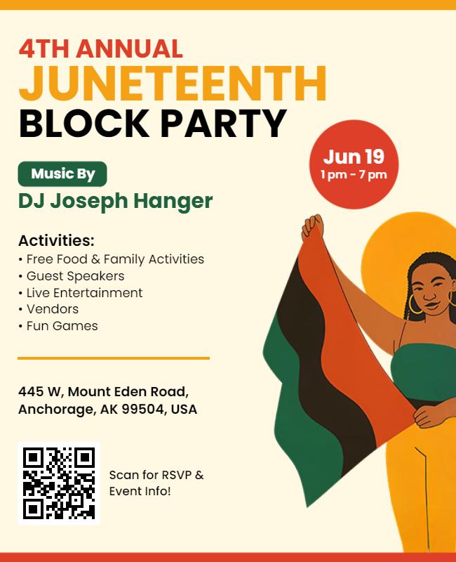 Vibrant Celebration Juneteenth Block Party Poster Template
