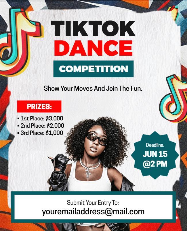 Vibrant Colorful TikTok Dance Contest Announcement Flyer Template