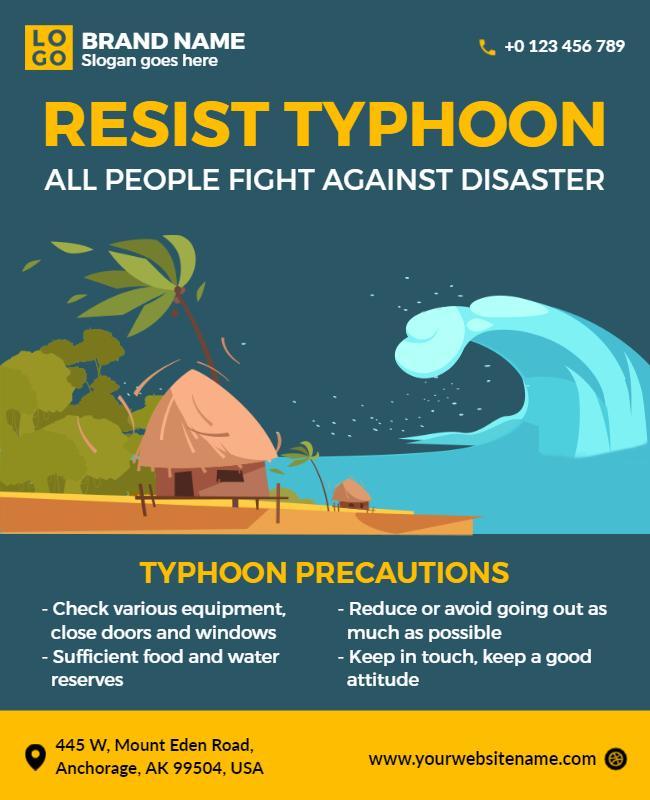 Vibrant Colorful Typhoon Safety Precautions Poster Template
