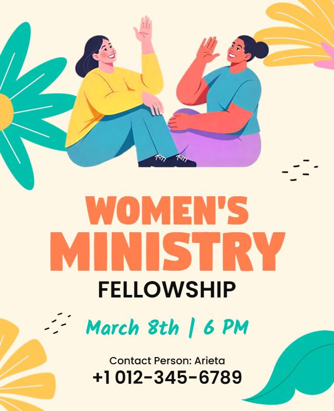 Vibrant Colorful Women’s Ministry Fellowship Poster Template