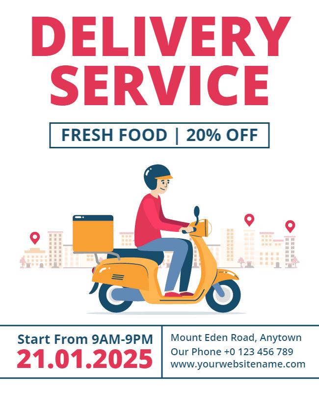 Vibrant Delivery Service for Fresh Food Discount Poster Template