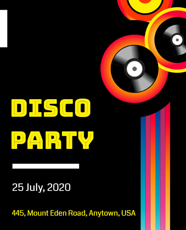Vibrant Disco Theme Retro Party Poster Template