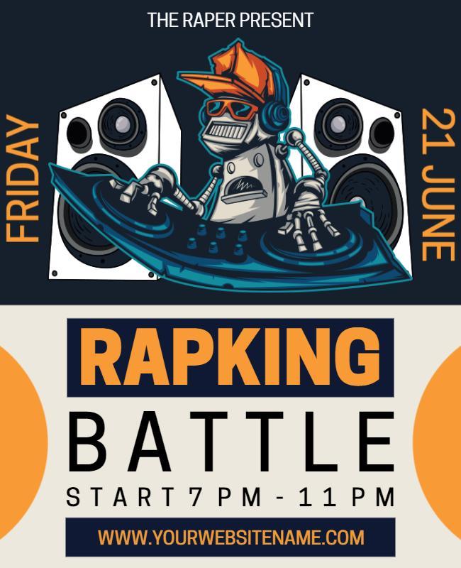 Vibrant DJ Robot Themed Rap Battle Event Poster Template