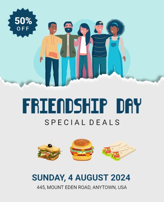 Vibrant Friendship Day Special Deals Celebration Poster Template