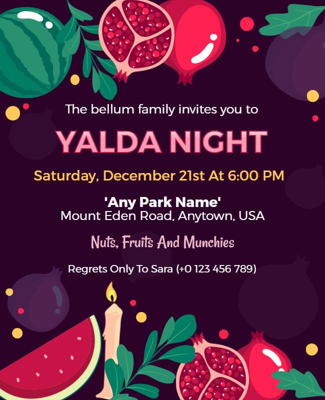 Vibrant Fruit-Themed Yalda Night Invitation Poster Template