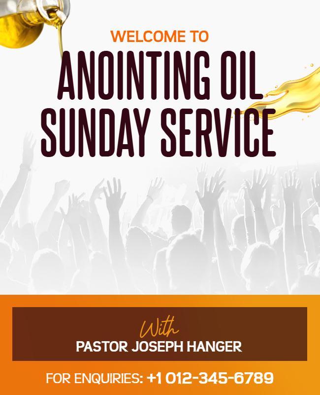 Vibrant Gold Anointing Oil Sunday Service Poster Template