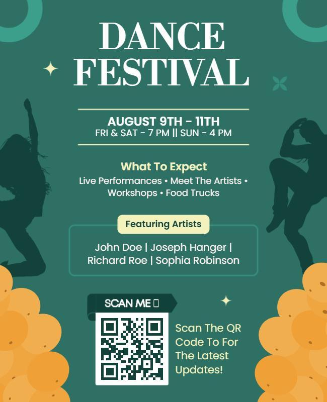 Vibrant Green Dance Festival Live Performance Poster Template