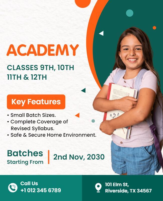 Vibrant Green Education Academy Enrollment Poster Template