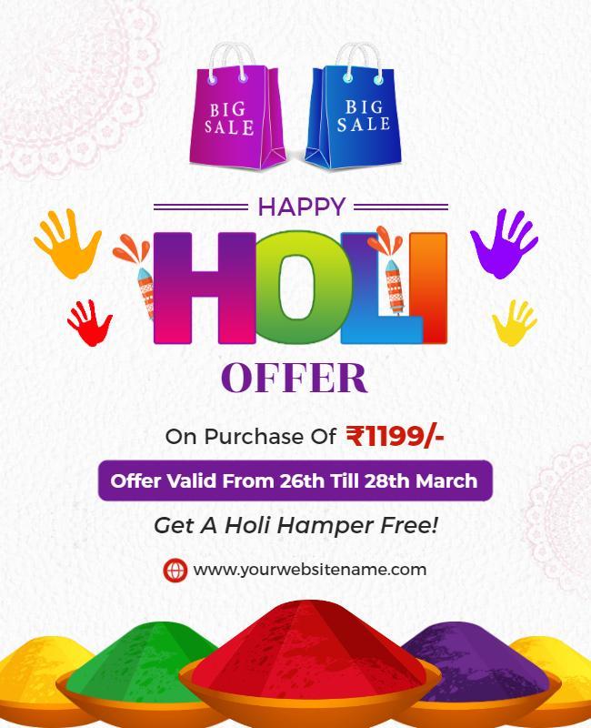 Vibrant Holi Festival Sale Promotion Offer Poster Template