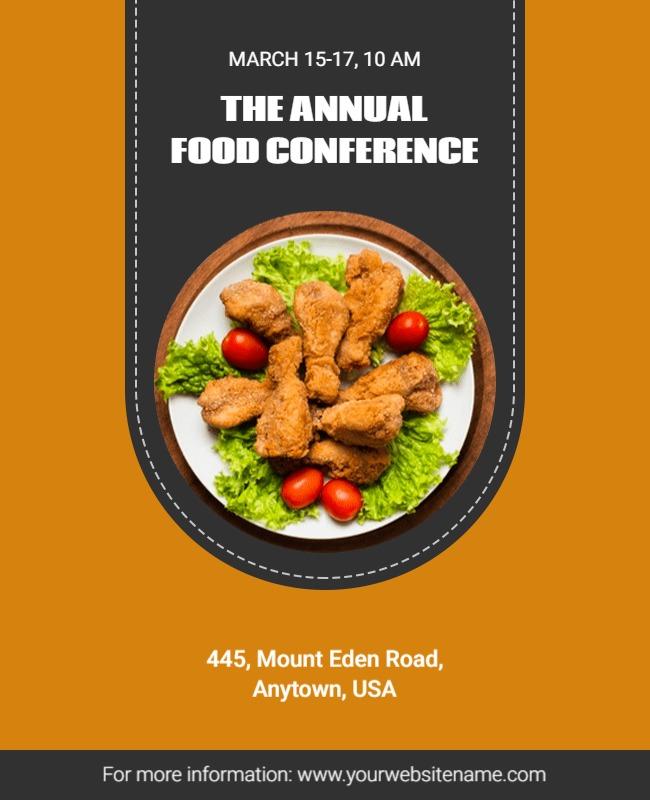 Vibrant Orange Culinary Conference Food Event Poster Template