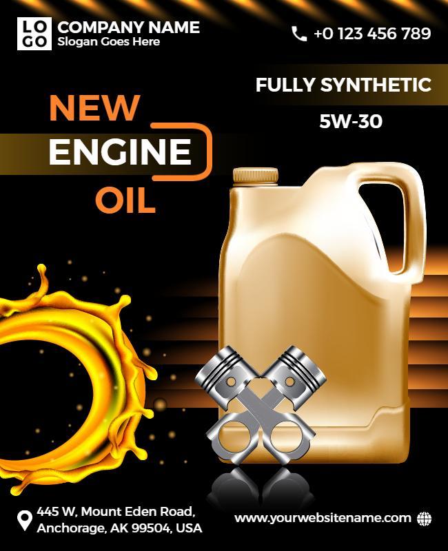 Vibrant Orange Fully Synthetic Engine Oil Promotion Poster Template