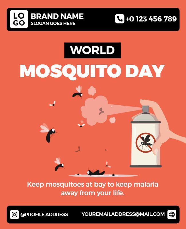 Vibrant Orange World Mosquito Day Awareness Poster Template