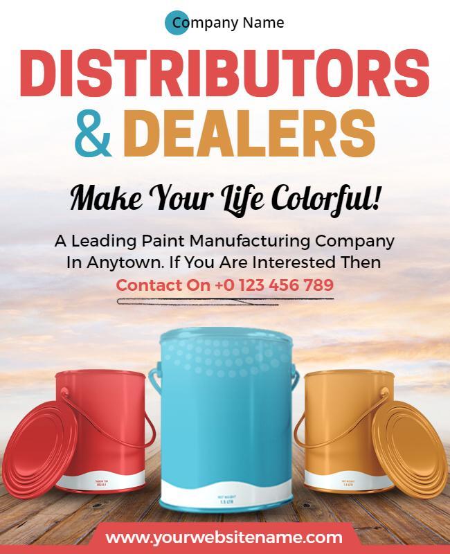 Vibrant Paint Colorful Distributors and Dealers Poster Template
