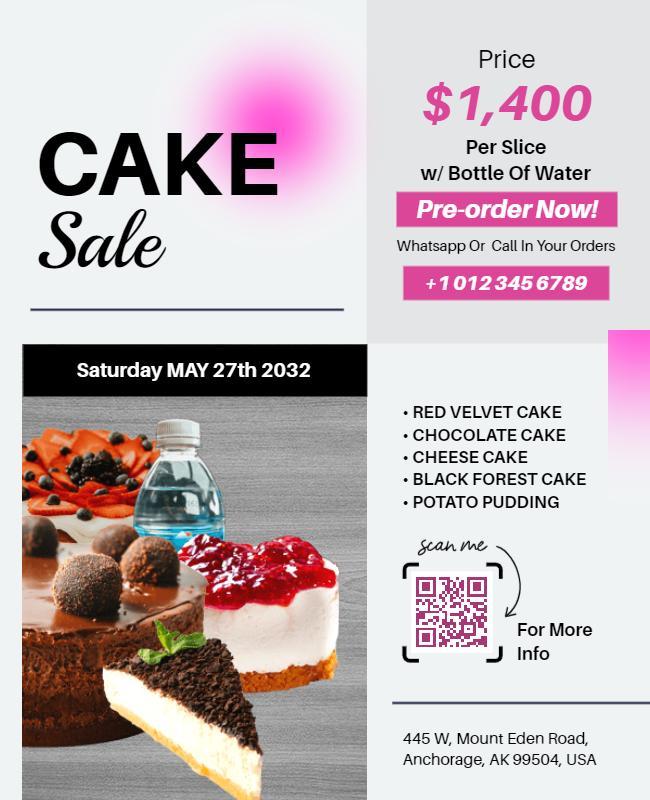 Vibrant Pink Cake Sale Promotion Poster Template