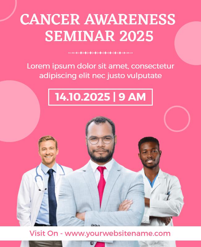 Vibrant Pink Cancer Awareness Seminar 2025 Poster Template