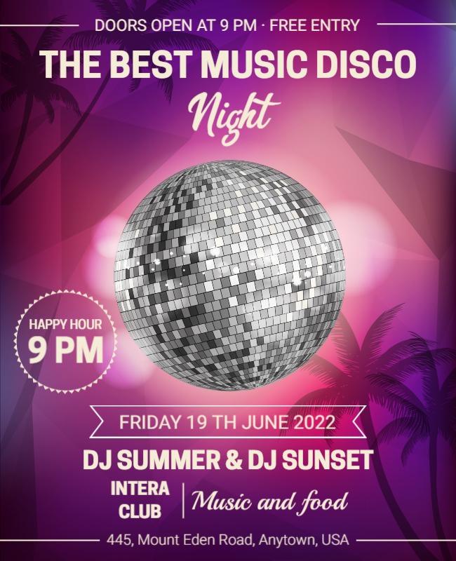 Vibrant Pink Disco Music Night Party Poster Template